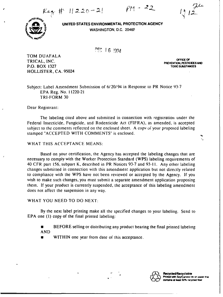 Fillable Online U.S. EPA, Pesticide Product Label, TRI-FORM 30, 12/16 ...