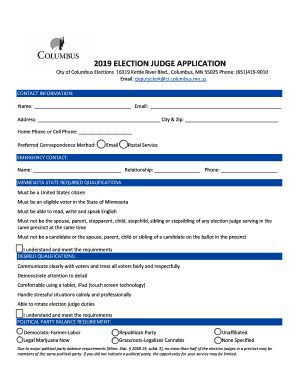 Fillable Online 2019 Election Judge Application fillable form.pdf ...