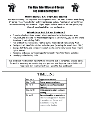 Fillable Online Pep Club Board Application Fax Email Print - pdfFiller