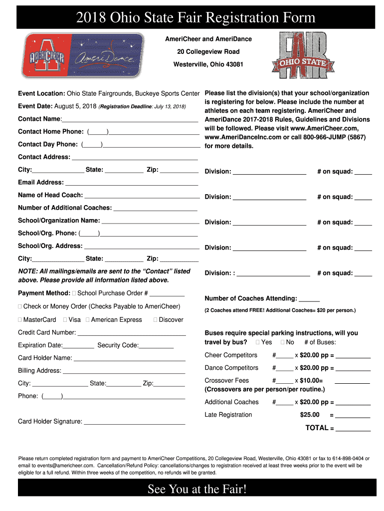 Fillable Online 18 OH State Fair Registration Form Fax Email Print ...