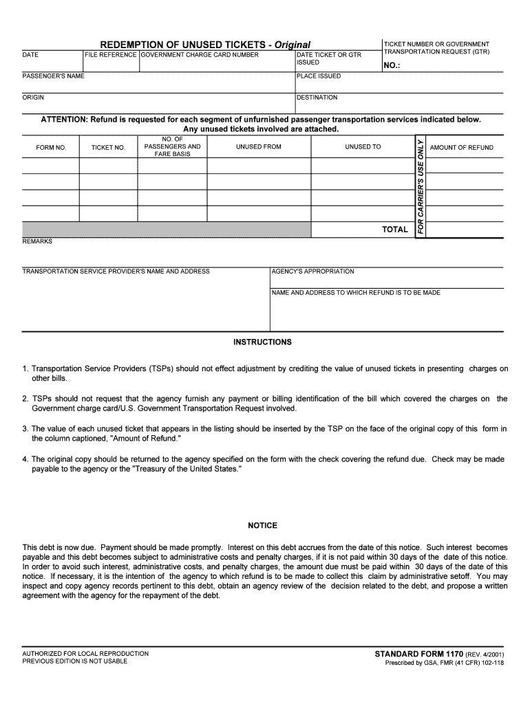 GSA SF 1170 2001 - Fill and Sign Printable Template Online | US Legal Forms
