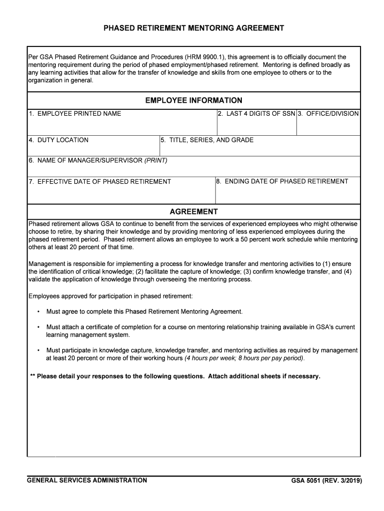 Phased retirement mentoring agreement employee - GSA: Fill out & sign ...