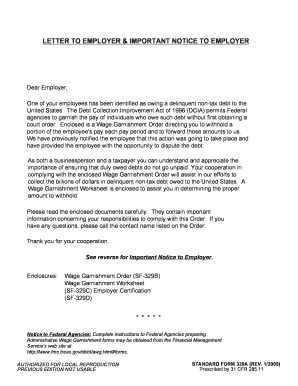 Fillable Online LETTER TO EMPLOYER & IMPORTANT NOTICE ... - GSA.gov Fax ...