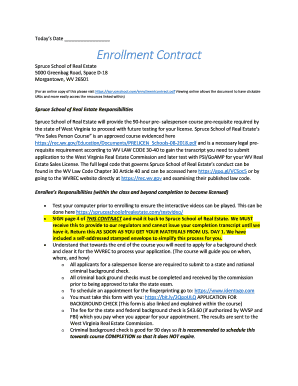 Fillable Online Admission Application/ Enrollment Contract Fax Email ...