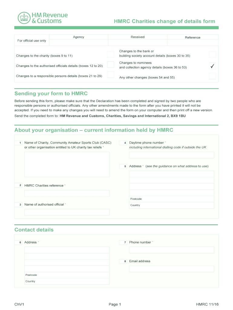 Fillable Online ChV1 Charities Variations Form Complete This Form If