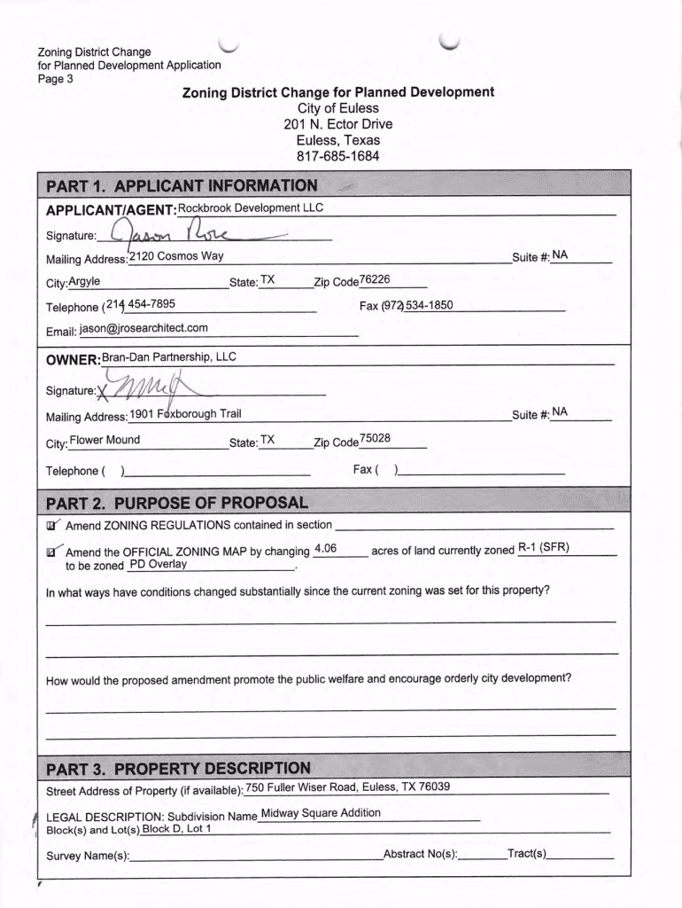 Fillable Online APPLICATION REQUIREMENTS FOR A ZONING DISTRICT CHANGE ...