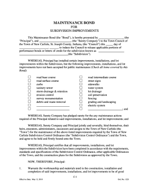 Fillable Online Maintenance Bond Form (Web Version) - Pasco County, FL ...