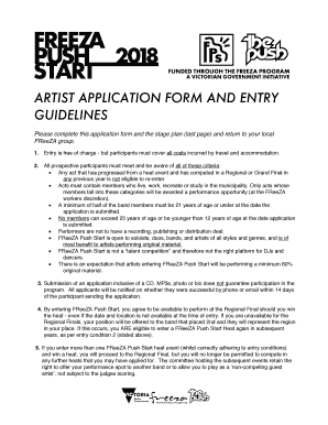 Fillable Online ARTIST APPLICATION FORM AND ENTRY GUIDELINES Fax Email ...