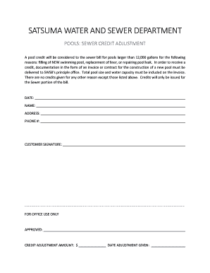 Fillable Online Pool Adjustment Form Fax Email Print - pdfFiller