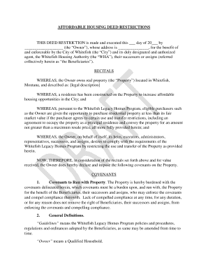 Fillable Online AFFORDABLE HOUSING DEED RESTRICTIONS Fax Email Print ...
