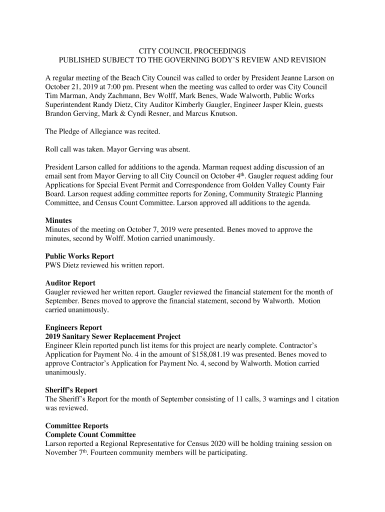 Fillable Online Tim Marman, Andy Zachmann, Bev Wolff, Mark Benes, Wade ...