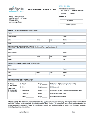 Fillable Online Fence Permit Application-2018.doc Fax Email Print ...