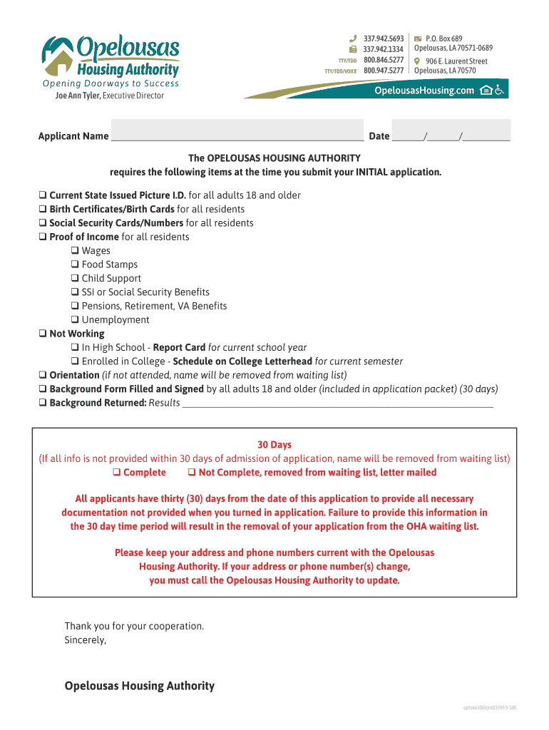 Fillable Online Initial Public Housing Application Fax Email Print ...