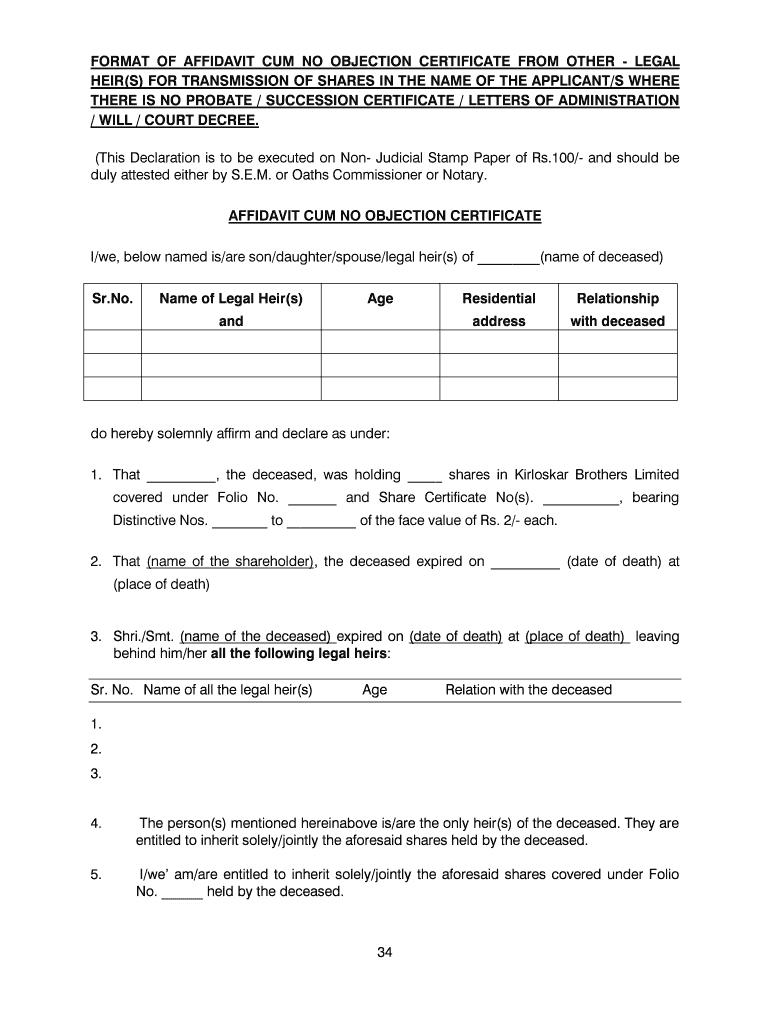 Affidavit Cum Noc - Fill and Sign Printable Template Online | US Legal ...