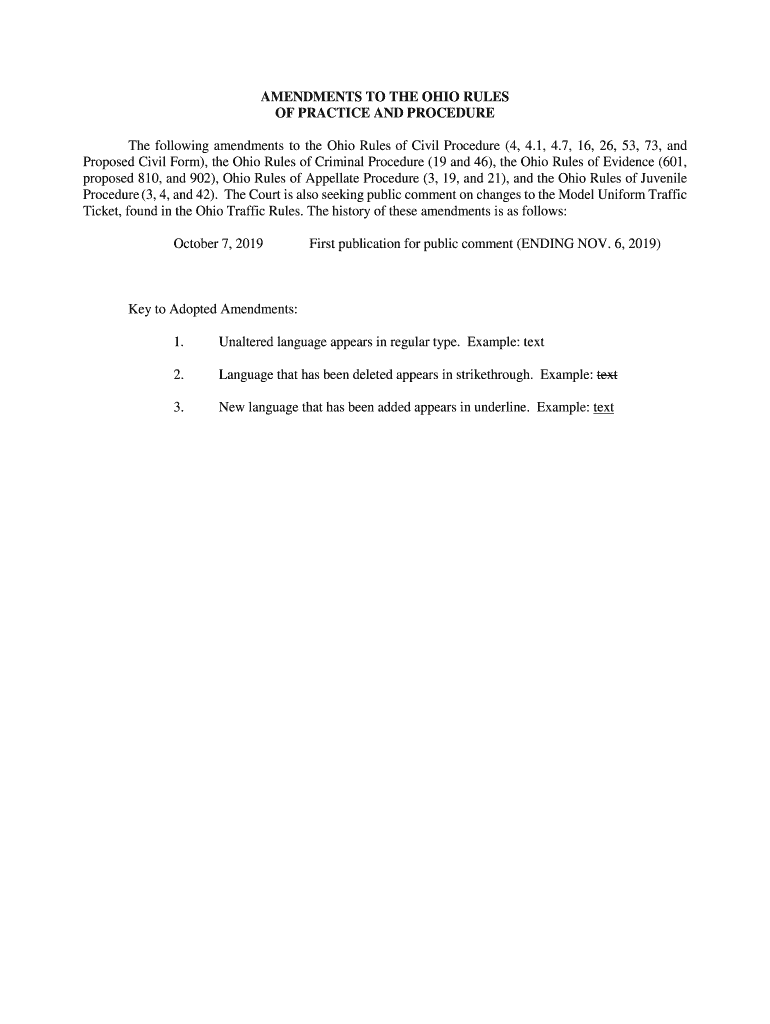 Fillable Online AMENDMENTS TO THE OHIO RULES Fax Email Print - pdfFiller