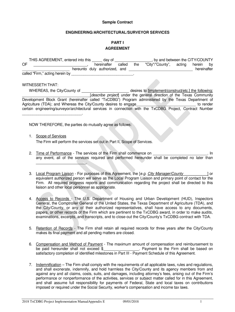 Fillable Online SAMPLE CONTRACT FOR ENGINEERING AND TECH NICAL SERVICES ...
