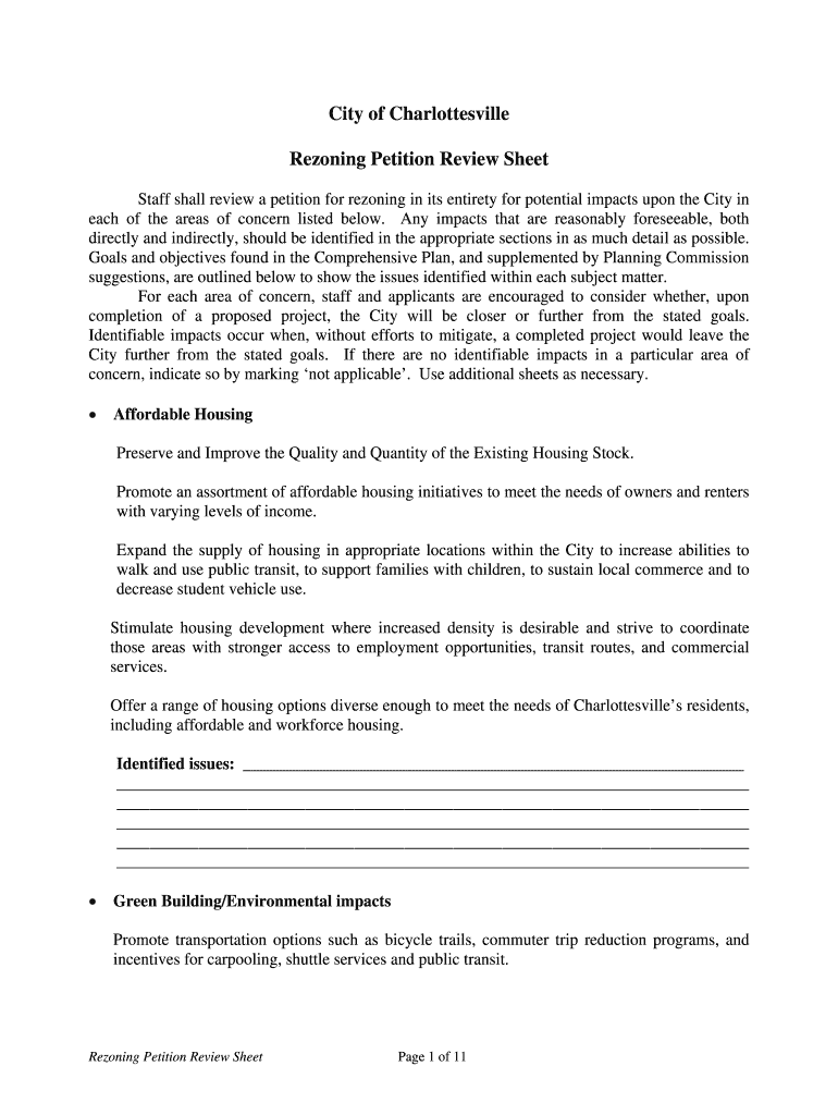 Fillable Online Rezoning Petition and Plan Review Criteria, Procedures ...