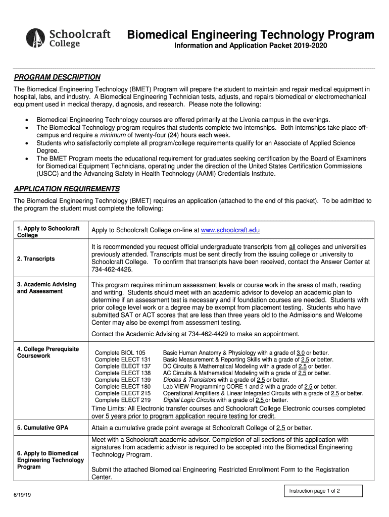 Fillable Online Biomedical Equipment Technology I Proficiency ...