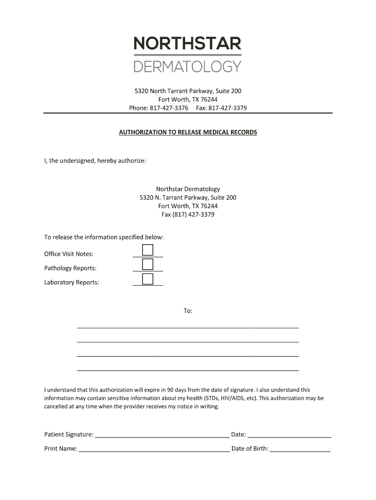 Fillable Online Fillable Online authorization to release medical ...