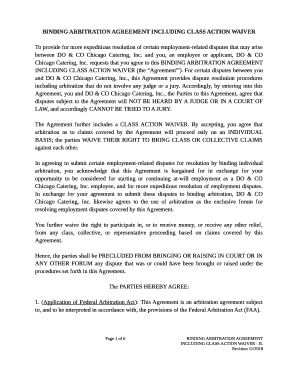 Fillable Online arbitration agreement and class action waiver ...