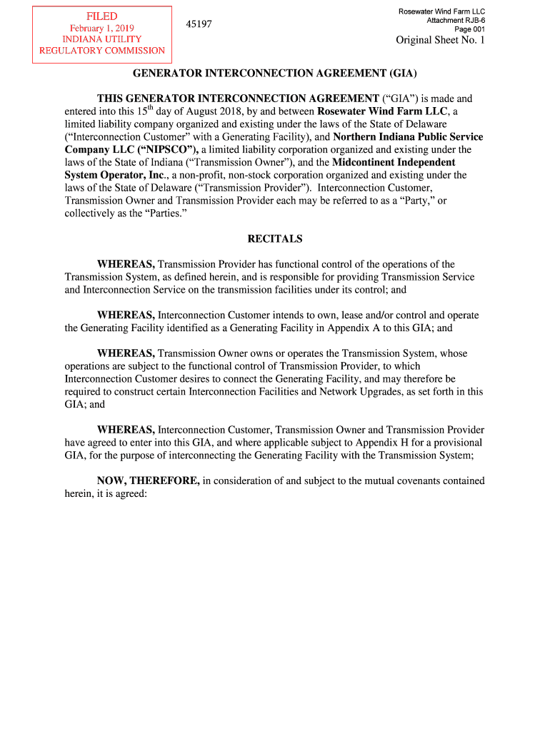 Fillable Online THIS GENERATOR INTERCONNECTION AGREEMENT (GIA) Fax ...