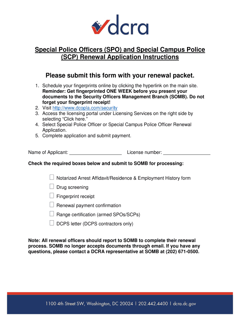 Fillable Online Special Police Officers (SPO) and Special Campus Police ...