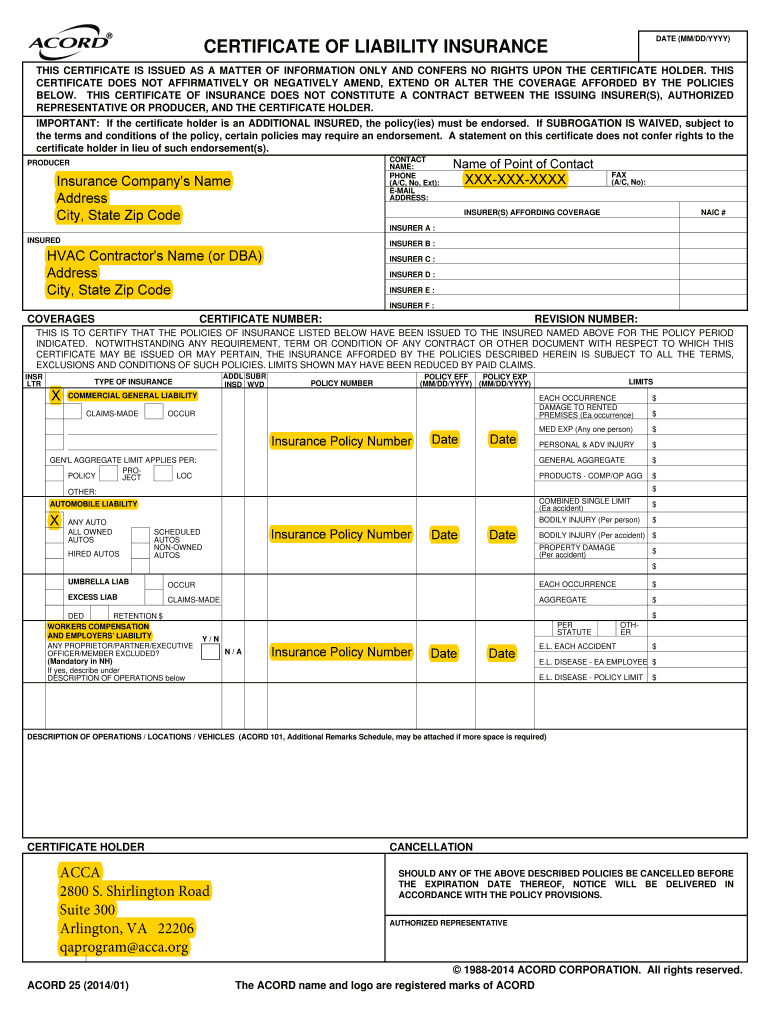 Fillable Online Sample Liability Insurance Certificate - Kitsap Public ...