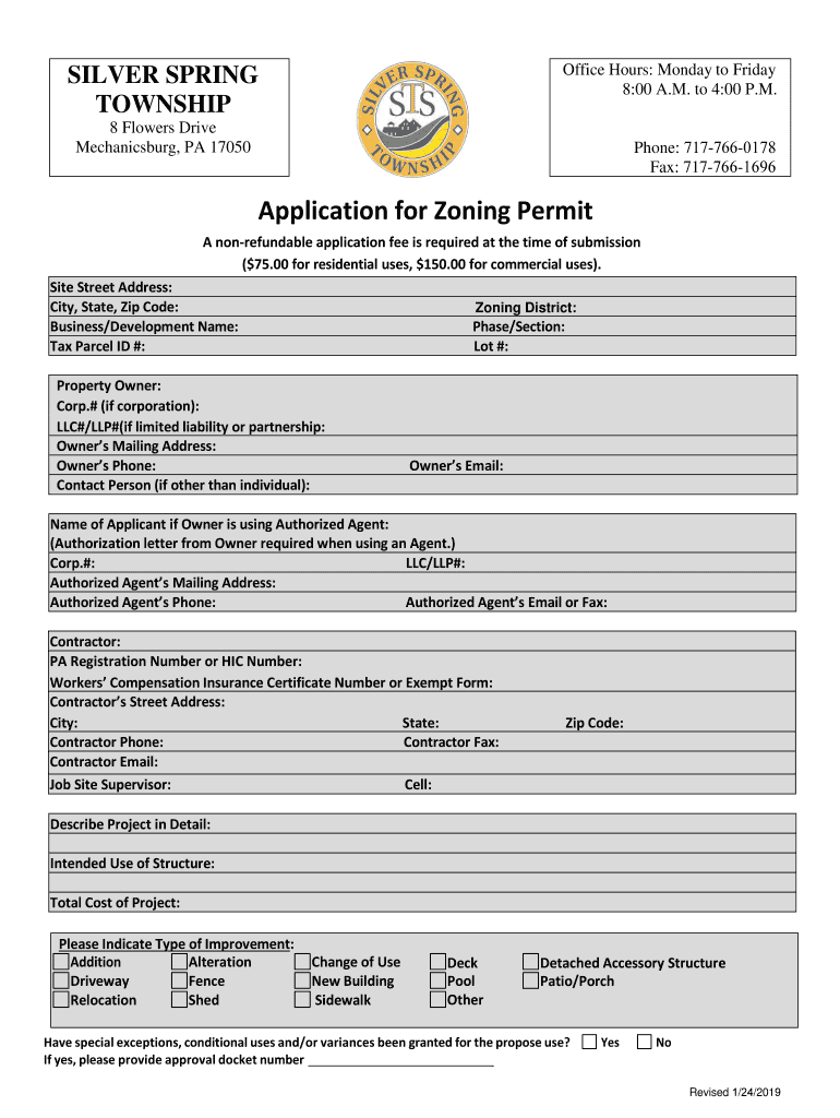 Fillable Online Fillable Online Application for Zoning Permit - Silver ...
