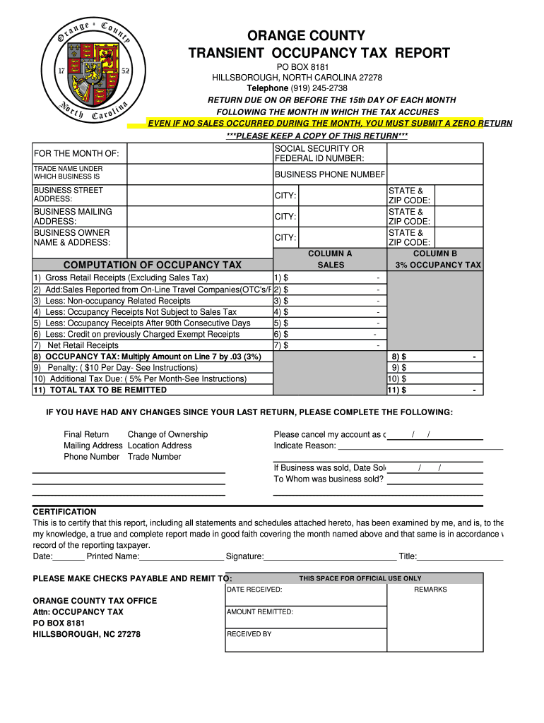 Fillable Online orange county transient occupancy tax report - Orange ...