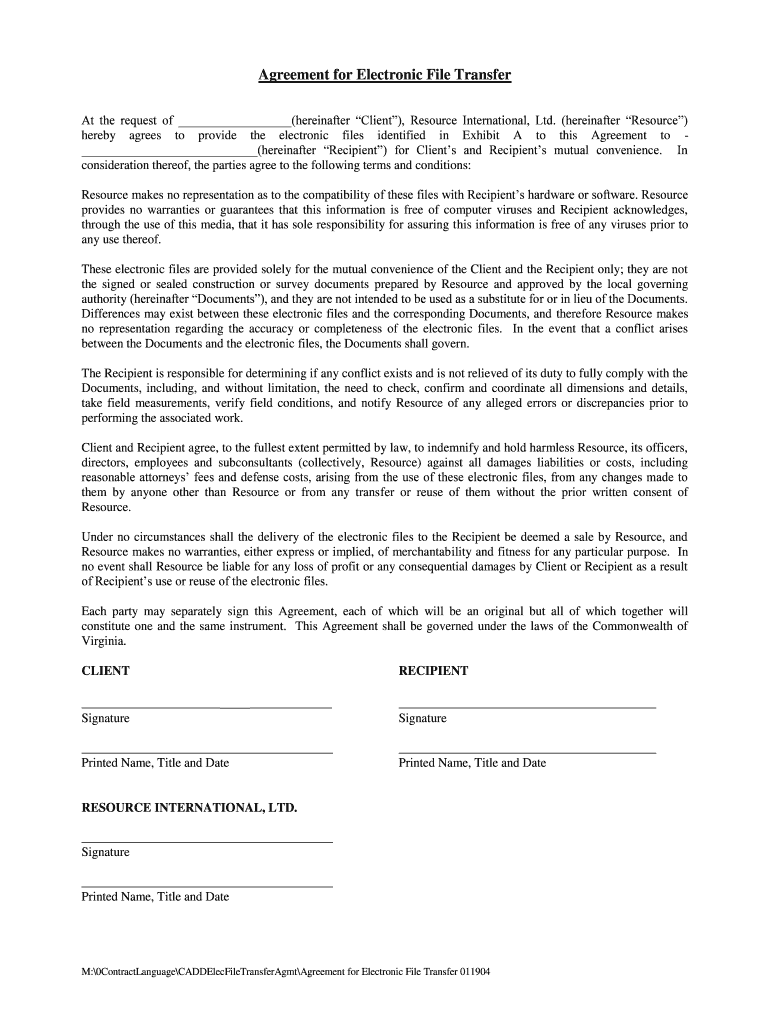 Fillable Online Agreement for Electronic Information Transfer ...