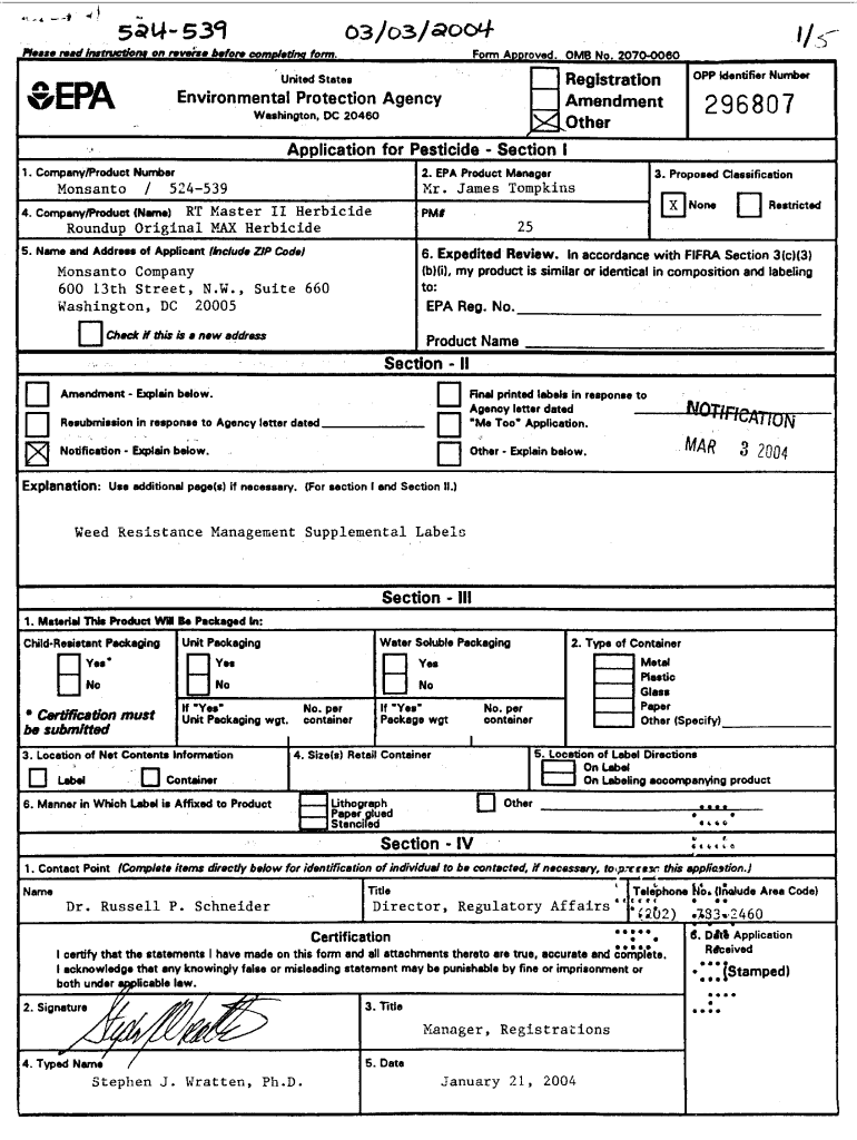 Fillable Online U.S. EPA, Pesticide Product Label, ROUNDUP ORIGINAL 2K ...