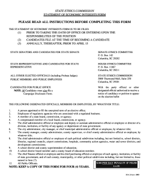 Fillable Online Statement of Economic InterestsState Ethics Commission Fax Email Print - pdfFiller