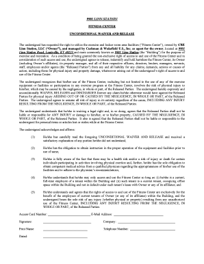 Fillable Online Fitness Center Waiver and Release Template - Riverfront ...