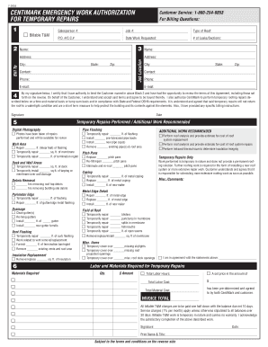 Fillable Online CENTIMARK EMERGENCY WORK AUTHORIZATION Fax Email Print ...