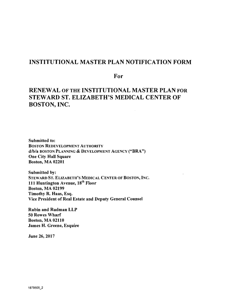 Fillable Online INSTITUTIONAL MASTER PLAN NOTIFICATION FORM For ... Fax ...