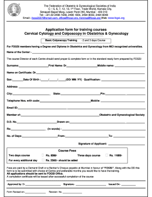 Fillable Online Application form for training courses Cervical Cytology ...
