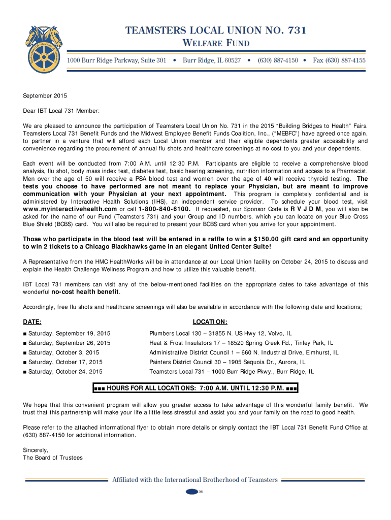 Fillable Online Teamsters Local Union Benefit Funds and the Midwest ...