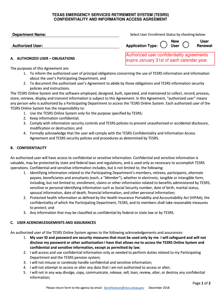 Fillable Online Forms ... - Texas Emergency Services Retirement System ...