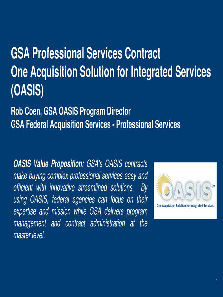 Fillable Online GSA Professional Services Contract One Acquisition ...