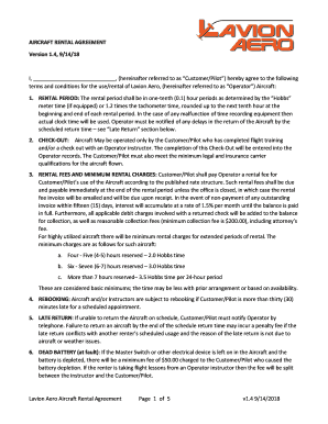 Fillable Online Lavion Aero Aircraft Rental Agreement Page 1 of 5 v1.4 ...