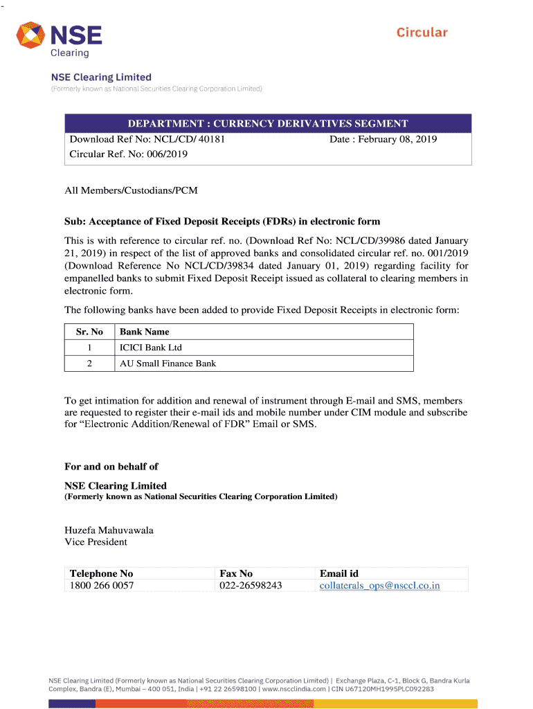 Fillable Online NSE Clearing (formerly NSCCL) Circular Template - NSE ...