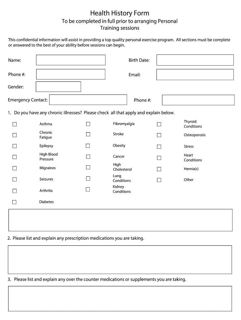 Fillable Online 18 Printable par q form for personal trainers Templates ...