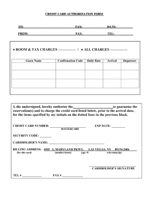 Fillable Online Credit Card Authorization Form - Marriott International ...