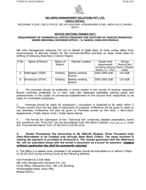 Fillable Online TENDER ID - SBI Fax Email Print - pdfFiller
