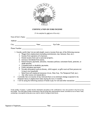 Fillable Online ZERO INCOME AFFIDAVIT Household Name:1. I, hereby ...