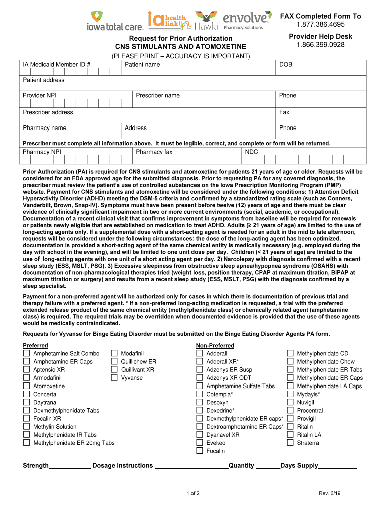Fillable Online Request for Prior Authorization CNS STIMULANTS AND ... Fax Email Print - pdfFiller
