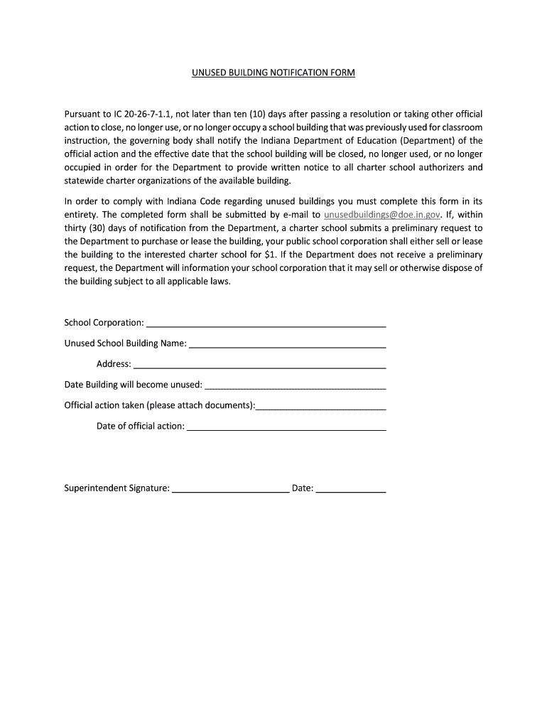 Fillable Online Unused Building Notification Form Fax Email Print ...