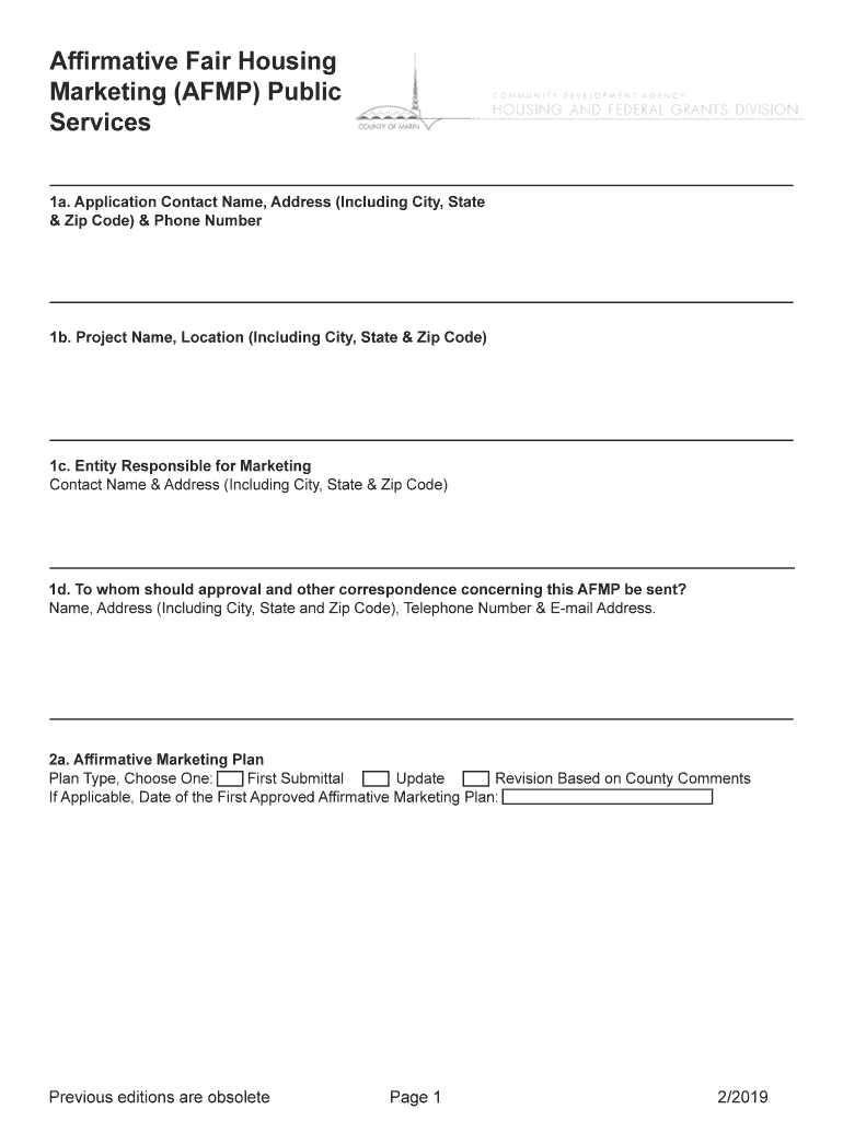 Fillable Online Affirmative Fair Housing Marketing (AFMP) Public ...