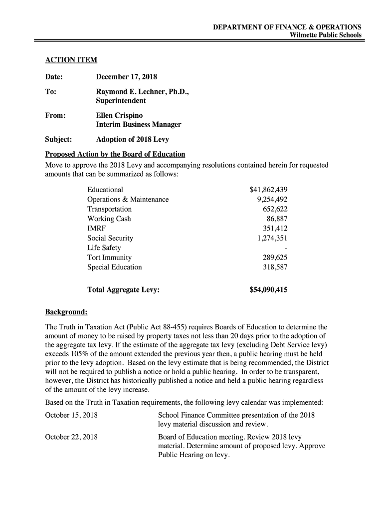 Fillable Online 2018 Certificate of Levy Final Fax Email Print - pdfFiller