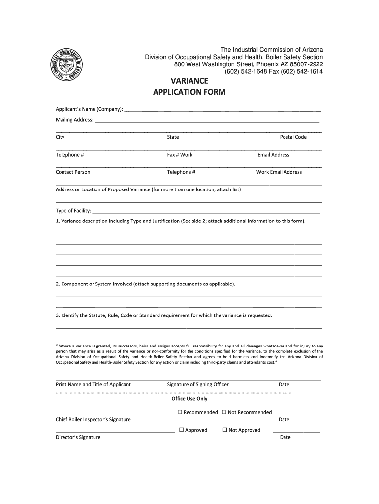 Fillable Online ADOSH - Boilers - Inspection FormIndustrial Commission ...